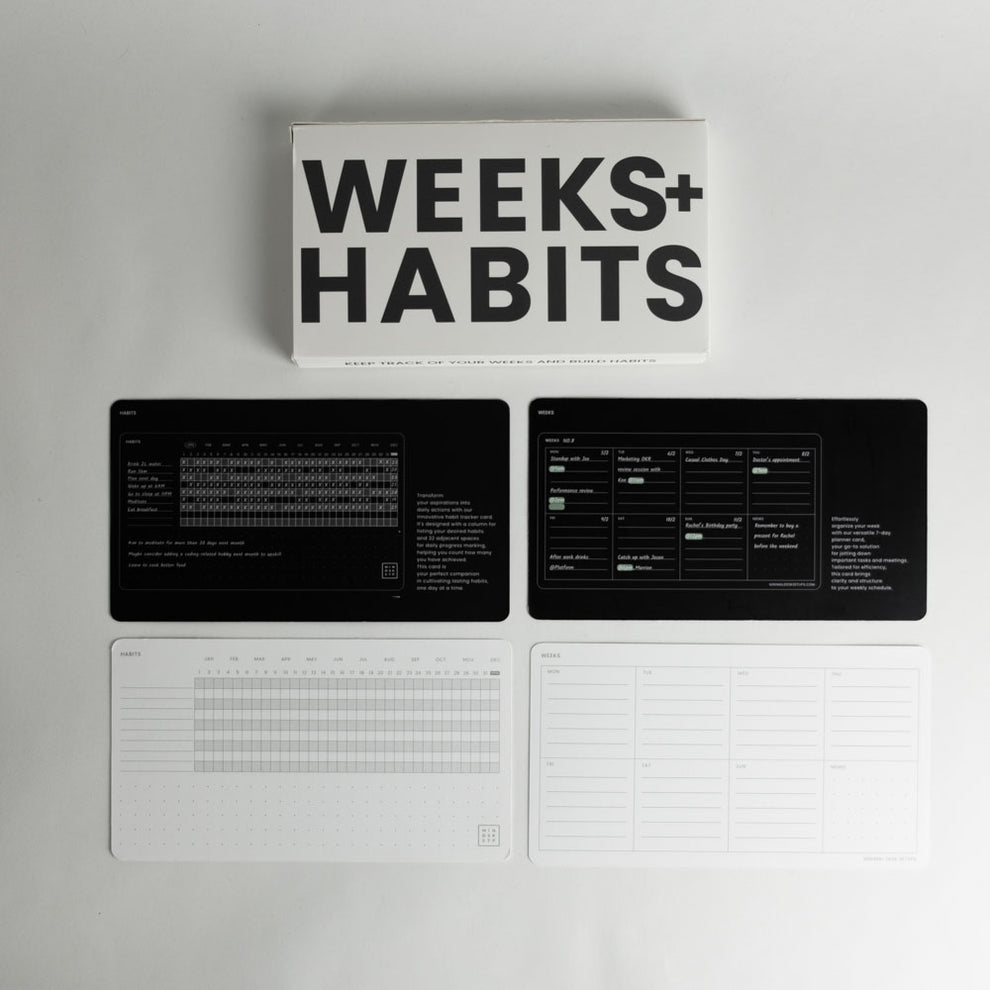 Weeks & Habits Cards | Planner Cards | Minimal Desk Setups