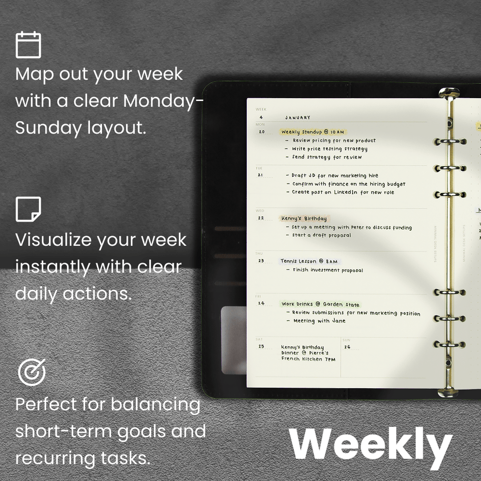 Planner Inserts | A5 | Minimal Desk Setups